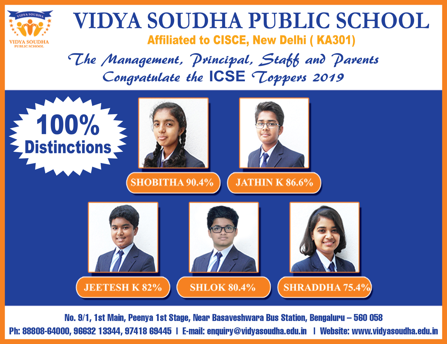 2019 ICSE 10TH BOARD EXAM RESULTS 100% DISTINCTIONS - Vidya Soudha ...
